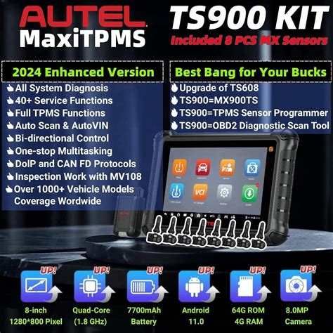 autel maxitpms ts900 kit 8pcs mx sensors valued 230 autel tpms programming tool autel scanner