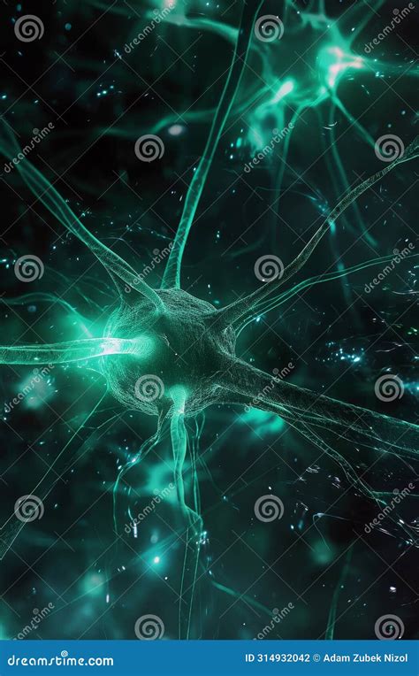 Neural Network Simulation In Green Stock Illustration Illustration Of