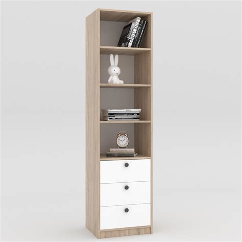 Шафа пенал з ящиками ЛДСП 195х50х42 см Дуб Сонома Білий 8840610 • Краща ціна в Києві Україні