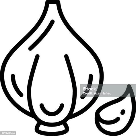 싱글 정향 마늘 벡터 라인 아이콘 디자인 조미료 및 향신료 기호 식품 요리 재료 기호 허브 및 테이블 소스 스톡 일러스트레이션 솔로 마늘 개념 건강한 식생활에 대한 스톡