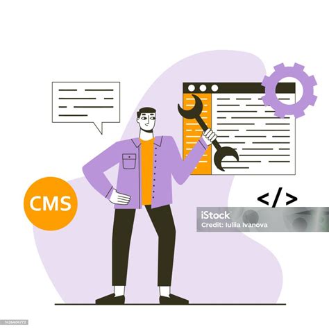 Cms Development Concept Content Management System Concept Design Flat Vectot Illustration Stock