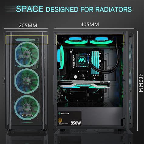 Musetex Atx Pc Case Pre Install 6 Pwm Argb Fans Mid Tower Gaming Case