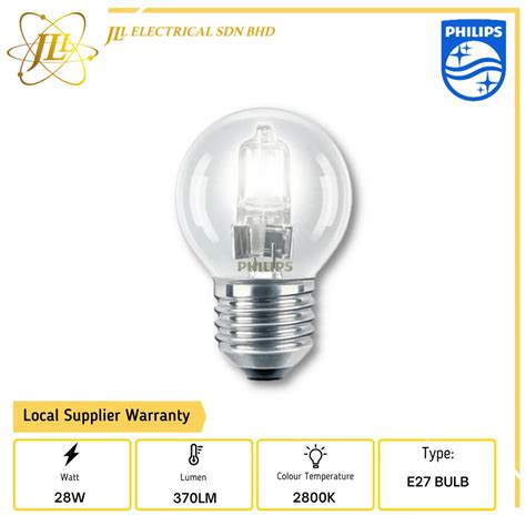 Philips Eco Classic Halogen P45 28w 240v Ping Pong E27 Bulb