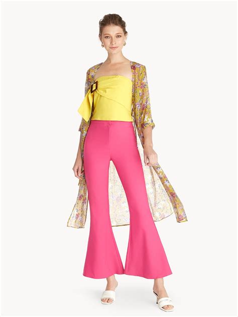Side Slit Sheer Floral Kimono Yellow Pomelo Fashion