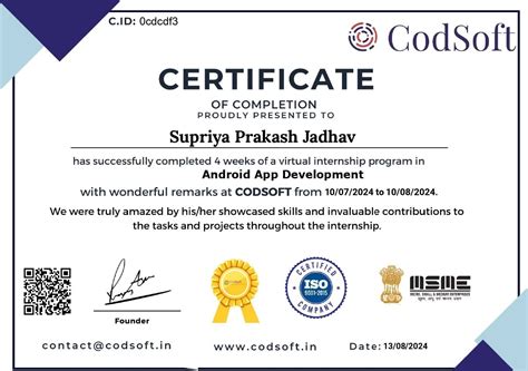 Supriya Jadhav On Linkedin Internshipsuccess Androidappdevelopment