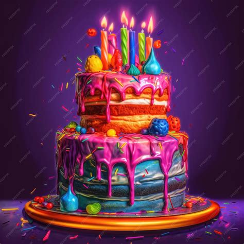 Premium Ai Image Big Colorful Beautiful Birthday Cake
