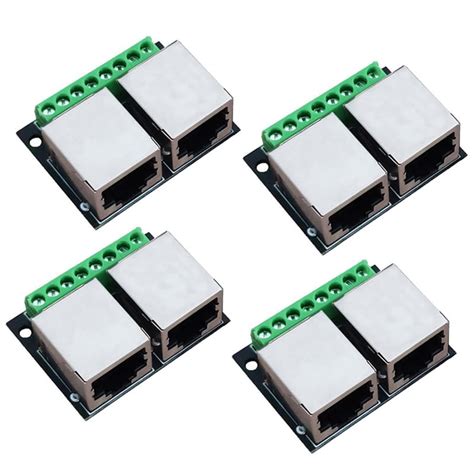 4pcs Rj45 Ethernet Dual Female Terminal Breakout Board 3 5mm Pitch