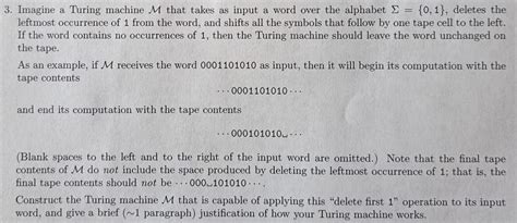 Solved 3 Imagine A Turing Machine M That Takes As Input A