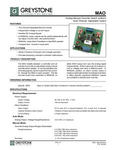 Manual Analog Override Switch W Alarm