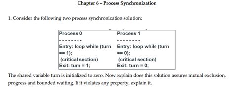 solved 1 consider the following two process synchronization