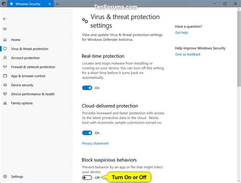 Turn On Windows Defender Block Suspicious Behaviors In Windows Tutorials
