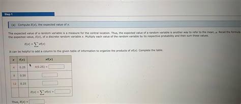 [answered] Step 1 A Compute E X The Expected Value Of X The Expected