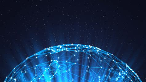 행성 지구와 빛입니다 디지털 데이터와 검은색 절연 기술 개념에 대 한 네트워크 연결 삼각형 라인 블루 구체 모양 공 모션 그래픽입니다 3d 추상 그림 지구본에 대한 스톡