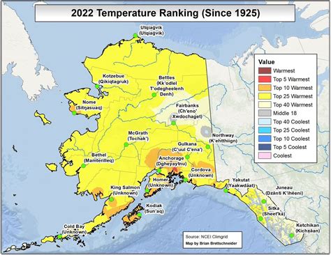 Alaska Temperature Ranking For 2022 Using Ncei Maps On The Web