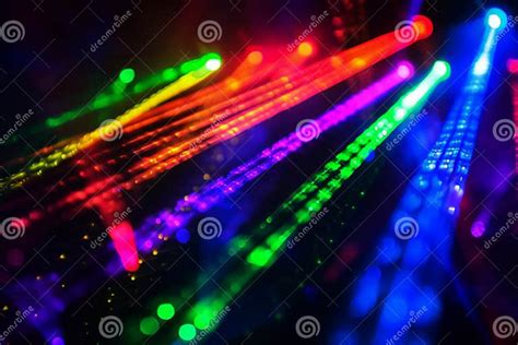 Abstract Rainbow Color Glowing Parallel Lines On Dark Background