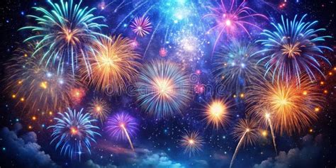 A Spectacular Night Sky Display Of Vibrant Fireworks Bursting With