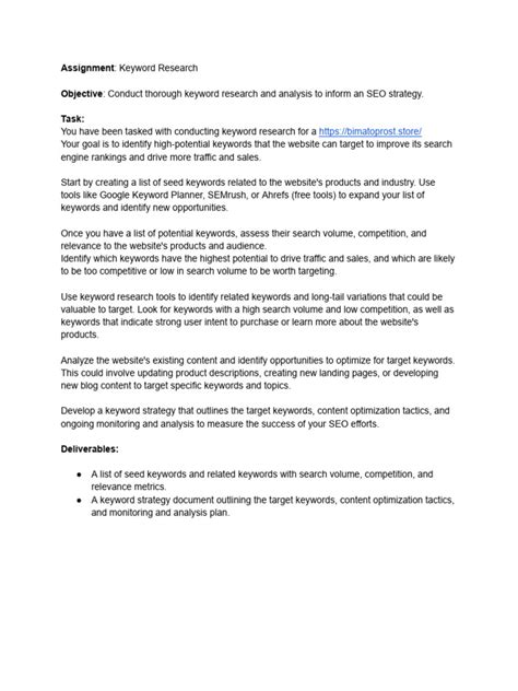 Assignment Keyword Research Pdf