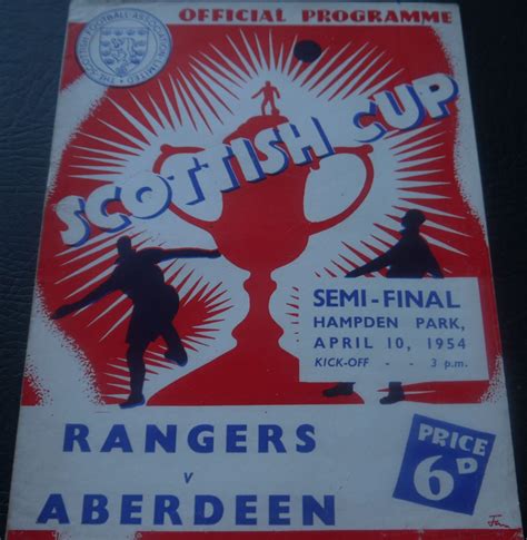 1954 Scottish Cup Semi Final Aberdeen V Rangers 10th April 1954 Played