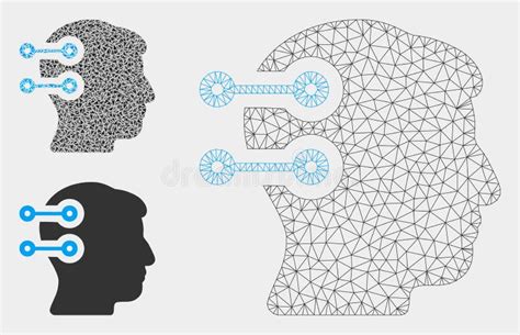 Head Connectors Vector Mesh Wire Frame Model And Triangle Mosaic Icon Stock Vector