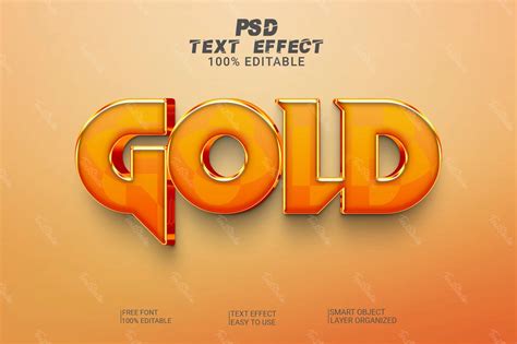 Gold Metallic 3d Text Effect Free Photoshop Psd File