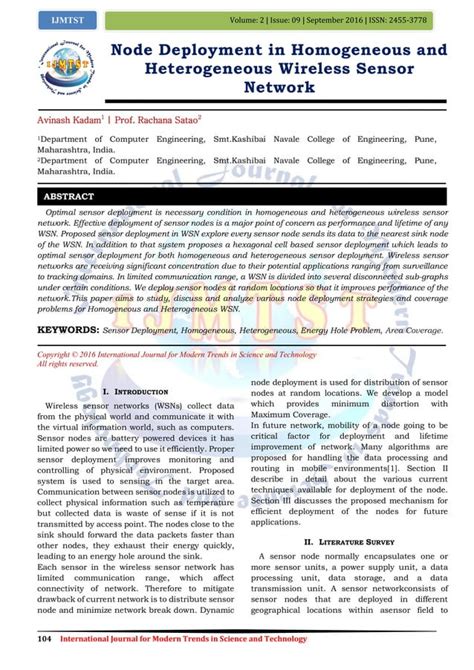 Node Deployment In Homogeneous And Heterogeneous Wireless Sensor