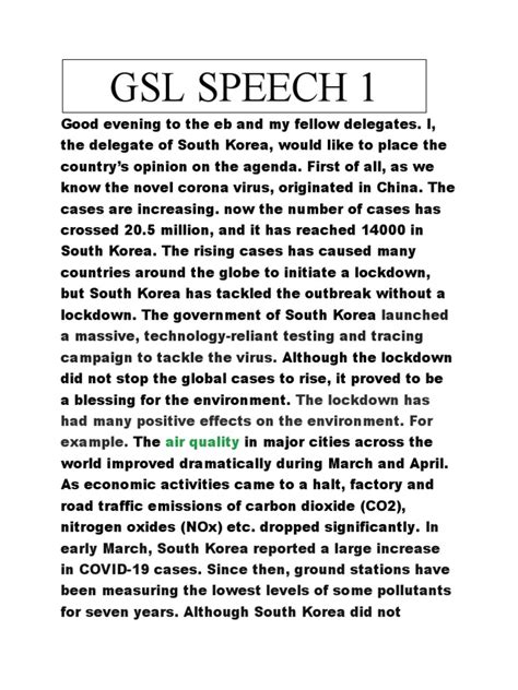 Gsl Speech 1 Pdf