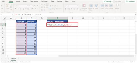 How To Use Logest Function In Excel Sheetaki