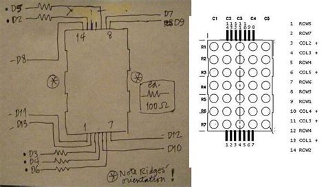 5 X 7 Led Matrix How To Wire For Arduino Leds And Multiplexing