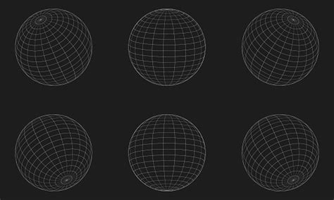 3d 와이어프레임 구 컬렉션입니다 원형 그물 철사에 있는 지구본 또는 공 복고풍 미래 지향적인 미학 지오메트리 와이어프레임 모양 그리드 0명에 대한 스톡 벡터 아트 및 기타