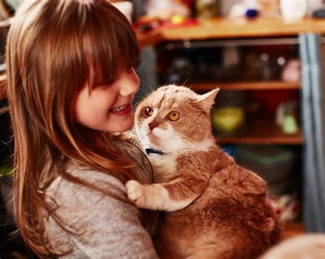 The Red Haired Girl Holds The Red Haired Cat Free Photo