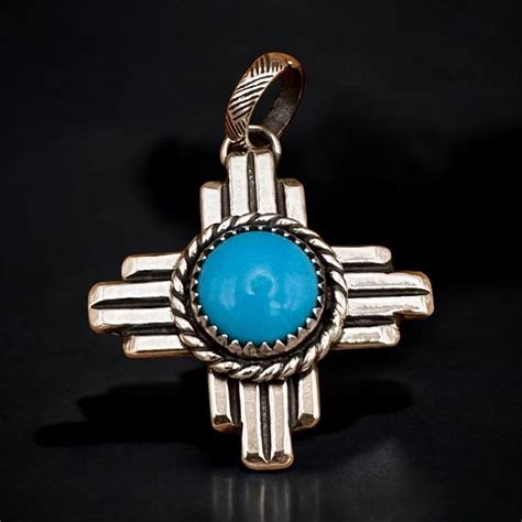 Ptz27 New Mexico Zia Symbol Turquoise Pendant Etsy