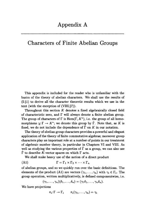 Characters Of Finite Abelian Groups Appendix A Algebraic Number Theory