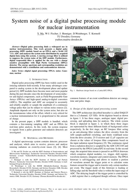 Pdf System Noise Of A Digital Pulse Processing Module For Nuclear