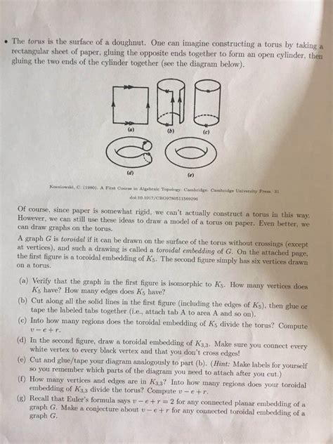 Solved The Torus Is The Surface Of A Doughnut One Can