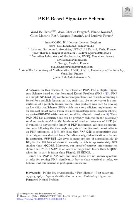 Pdf Pkp Based Signature Scheme