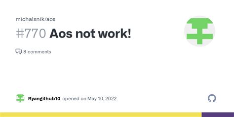 Aos Not Work · Issue 770 · Michalsnikaos · Github
