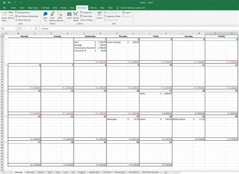 Creating A Financial Calendar In Microsoft Excel With Vba Code Code