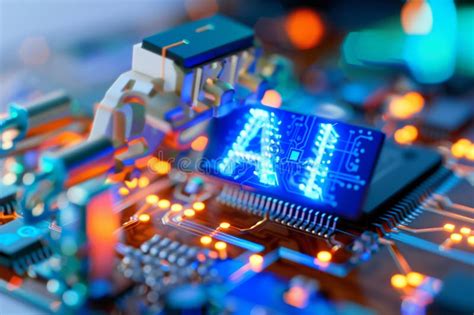 A Close Up Of An Ai Microchip Illuminated Against A Complex Circuit