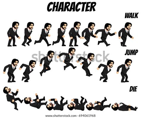 Game Kits Adventure Character Sprite Man Stock Vector Royalty Free