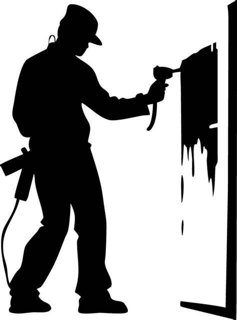 Silueta De Pintor Utilizando Rociar Pistola Para Pared Pintura Arte