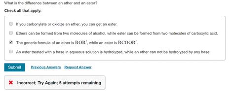 Solved What Is The Difference Between An Ether And An Ester Chegg Com