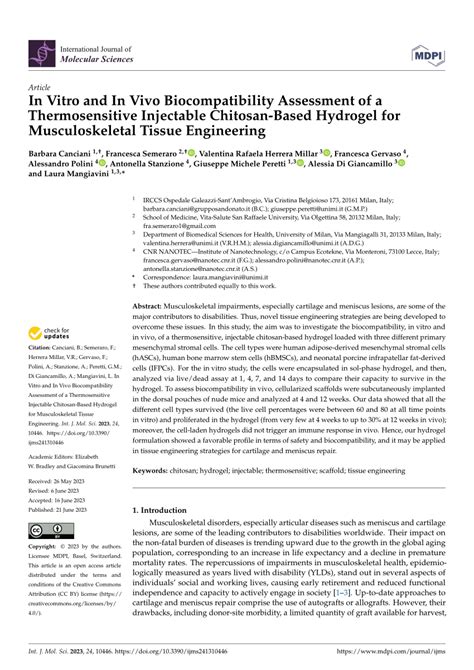 Pdf In Vitro And In Vivo Biocompatibility Assessment Of A