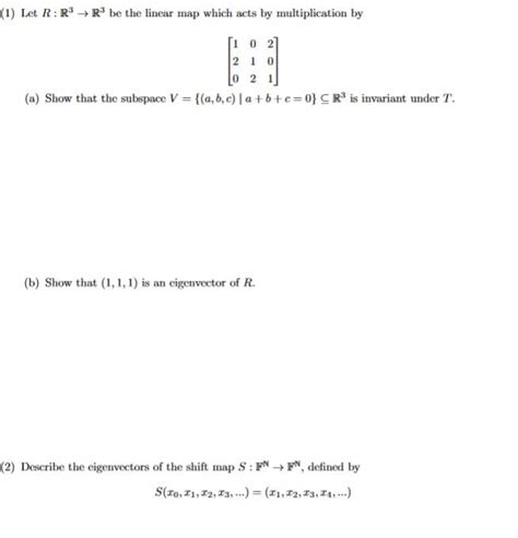 Solved Let R RR Be The Linear Map Which Acts By Chegg