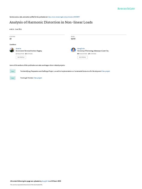 Analysis Of Harmonic Distortion In Non Linear Load Pdf Rectifier