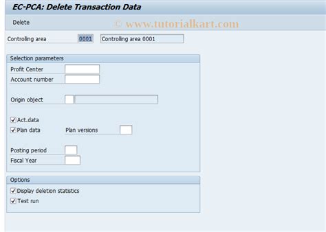 0ke1 sap tcode ec pca delete transaction data
