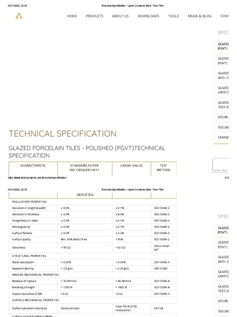 Technical Specification Tiles Pdf Tile Hardness