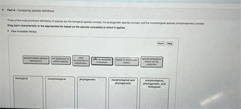 Solved Part A ﻿comparing Species Definitionsthree Of The