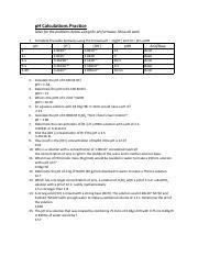 PH Calculations Pdf PH Calculations Practice Solve For The Problems Below Using The PH
