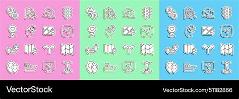 Set Line Location With Person Folded Map Vector Image