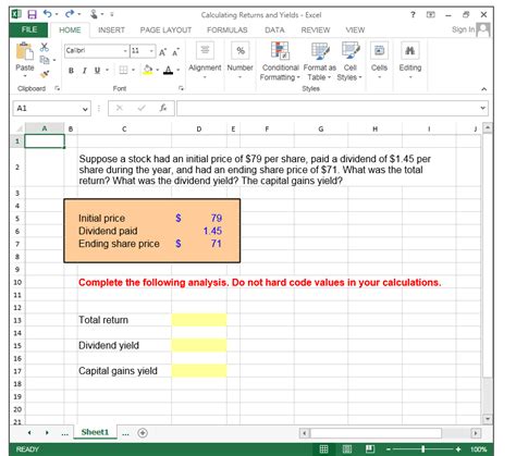 Solved Calculating Returns And Yields Excel Sign In File